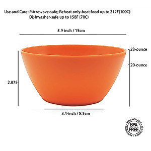KX-WARE Plastic Bowls set of 12 - Unbreakable and Reusable 6-inch Plastic Cereal/Soup/Salad Bowls Multicolor | Microwave/Dishwasher Safe, BPA Free