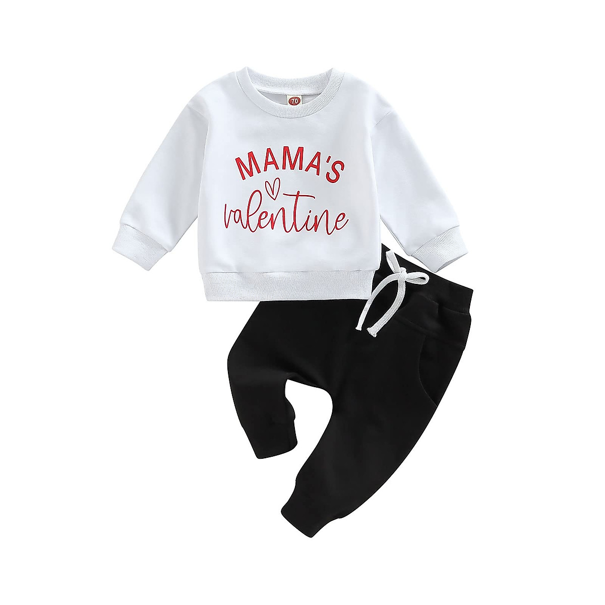 YOKJZJD Infant Toddler Baby Boy Valentines Day Outfits Letter Pullover Sweatshirt Long Sleeve T-Shirt Top Pants Fall Clothes Set (Mama's valentine, 6-12 Months)