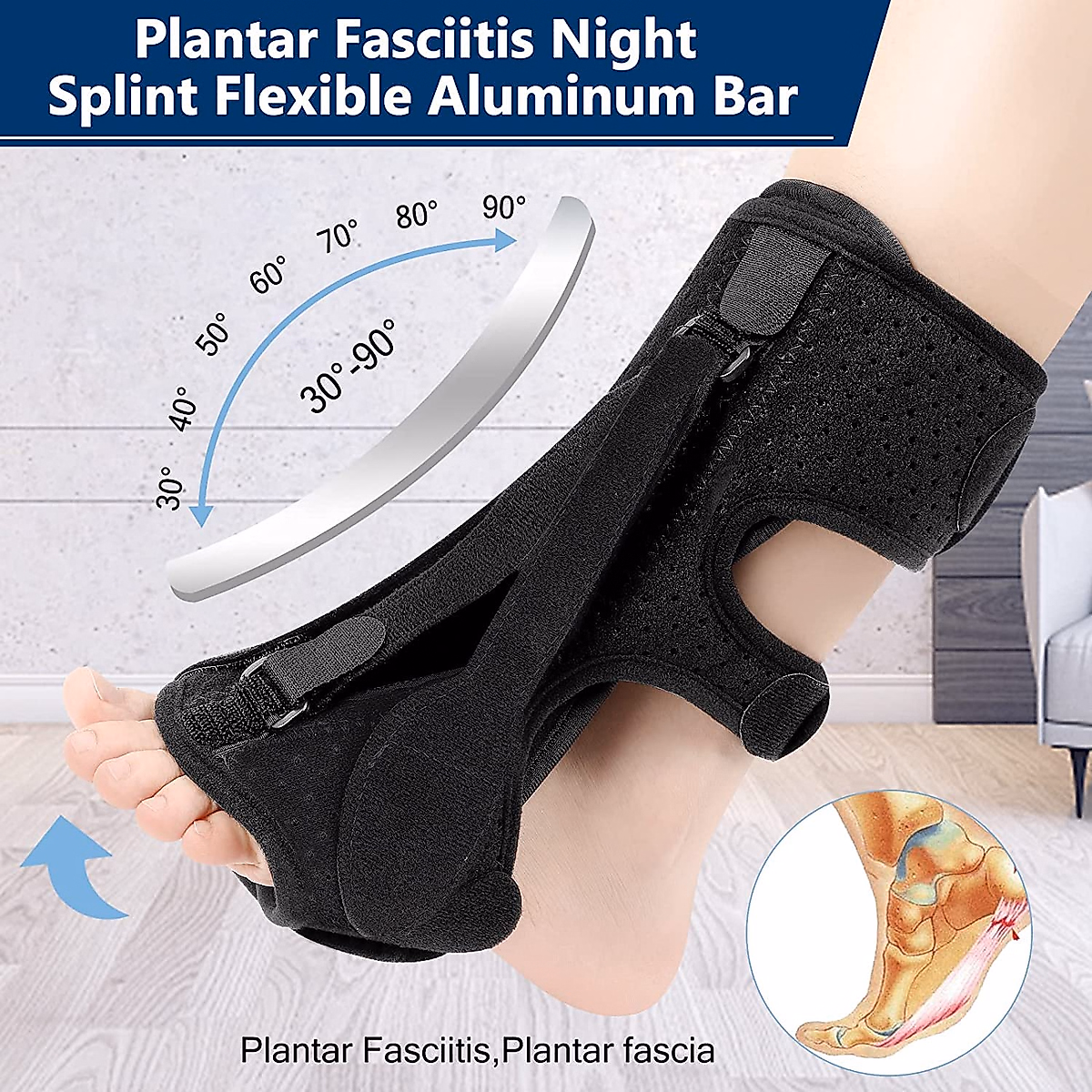 BRYER Plantar Fasciitis Night Splint, adjustable for both men and women Plantar Fasciitis Relief Night Splint, relief brace for Plantar Fasciitis, Achilles Tendonitis and Droopy Feet (Purple)