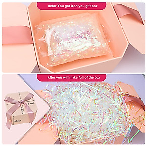 150 Grams / 5.3 Oz Sparkly Iridescent Film PP Hamper Shreds & Strands Shredded Crinkle Confetti for Gift Wrapping & Basket Filling Christmas Gifts Wedding Birthday Bridesmaid Gift Boxes Bags