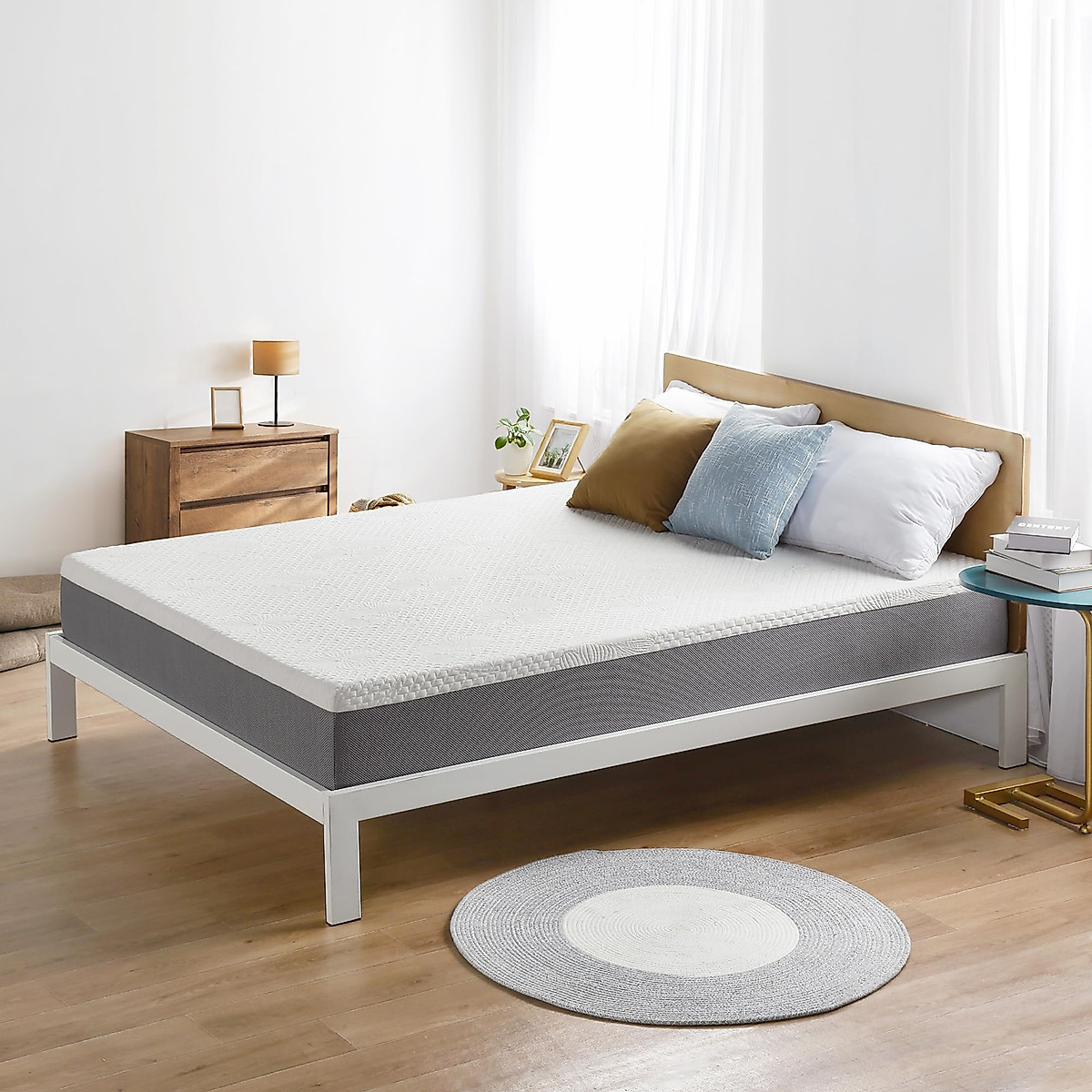 Olee Sleep 9 Inch Ventilated Gel Infused Memory Foam Mattress, CertiPUR-US® Certified, Gray, King