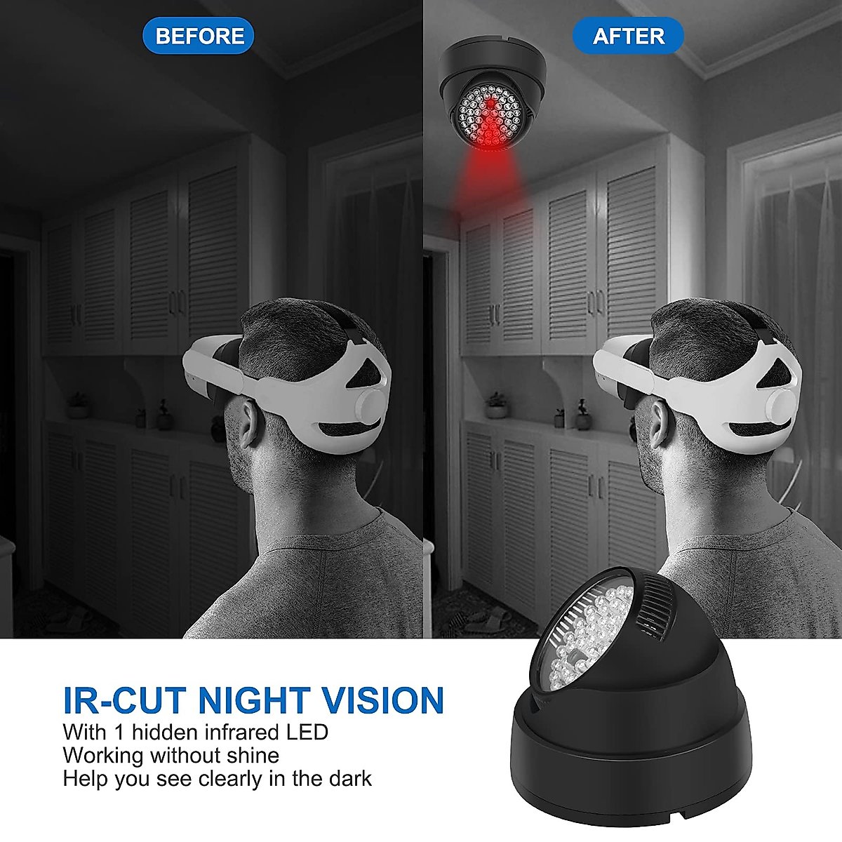 MASiKEN IR Illuminator Infrared Light for Meta Quest, Oculus Quest 2 IR Light Enhance Sensor Tracking Hand and Controllers Sensitivity in Dark, Anti No-Light Disturbance Increase Vision (Black)