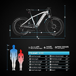 VELOWAVE Electric Bike Adults 750W BAFANG Motor 48V 15Ah LG Cells Battery,26" x 4.0" Fat Tire Ebike 28MPH Snow Beach Mountain Electric Bicycle Shimano 7-Speed
