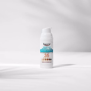 Eucerin Sun Tinted Mineral Face Sunscreen Lotion SPF 35, Non-Comedogenic Mineral Sunscreen with Gentle Zinc Oxide Protection for Sensitive Skin, 1.7 Fl Oz Bottle