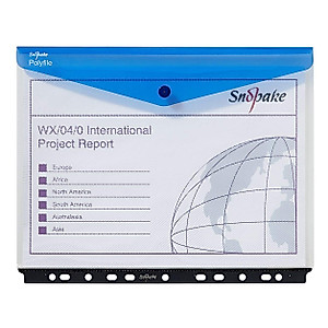 Snopake 15694 Polyfile A4 High Capacity Ring Binder Popper Wallet Landscape Classic Clear with Electra Assorted Colour Closures, Pack of 5