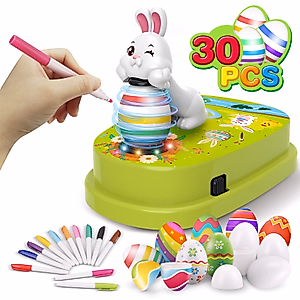 Engfa Easter Egg Decorating Kit, Cute Bunny Decorator with Markers, DIY Easter Egg Coloring Kits with 12 Dying Markers 30 Plastic Eggs and Slings