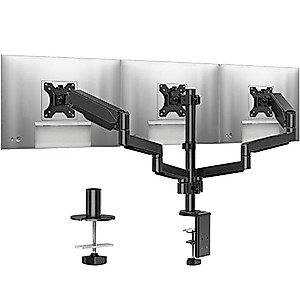 MOUNTUP Triple Monitor Stand Mount - 3 Monitor Desk Mount for Computer Screens Up to 27 inch, Triple Monitor Arm with Gas Spring, Heavy Duty Monitor Stand, Each Arm Holds Up to 17.6 lbs, MU0006