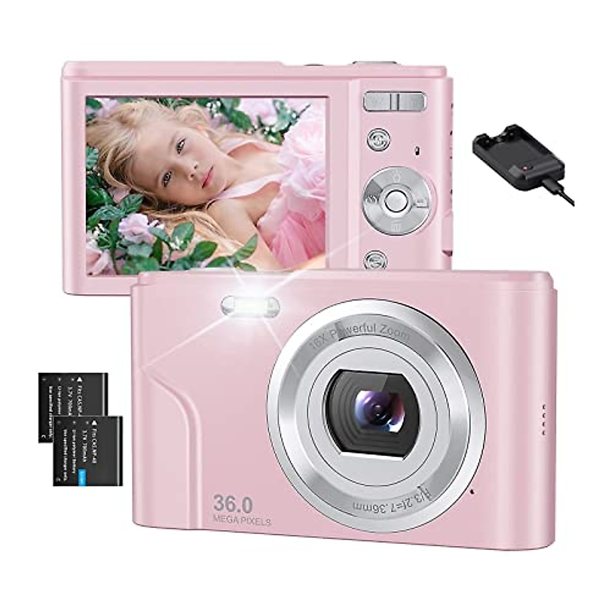 Digital Cameras for Kids Digital Camera, HD 1080P Vlogging Camera 2.4" LCD Compact Camera with 16X Digital Zoom,Powerful Cameras for Photography, Portable Mini Camera for Adult, Beginners