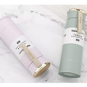 Vacuum Insulated Stainless Steel Metal Flask Thermos Water Bottle with Handle | Elegant Design | Reusable Leak Proof BPA-Free Flask for Gym, Travel, Sports, Gift | 16oz (450ml) (White)