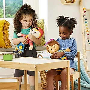 Playskool Dressy Kids Doll, Brown Hair and Bow, Activity Plush Toy with Zipper, Shoelace, Button, For Ages 2+ (Amazon Exclusive)