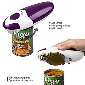 Kitchen Automatic Safety Cordless One Tin Touch Electric Can Opener&Bangrui Professional Electric Can Opener.One-touch switch .Smooth can edge.Being friendly to left-hander and arthritics!(Purple)