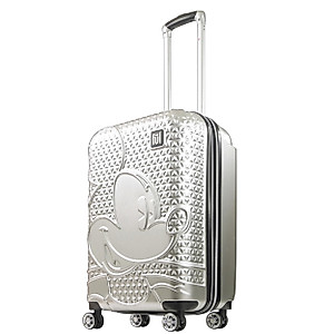 FUL Disney Mickey Mouse 25 Inch Rolling Luggage, Hardside Suitcase with Spinner Wheels, Silver