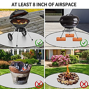 TONAHUTU 36" Fire Pit Mat & Under Grill Mat, Deck Patio Protect Mat Heat Resistant Fire Mat for Fire Pit BBQ Mat for Under BBQ Oil-Proof & Waterproof,2-Layer Thickened, White