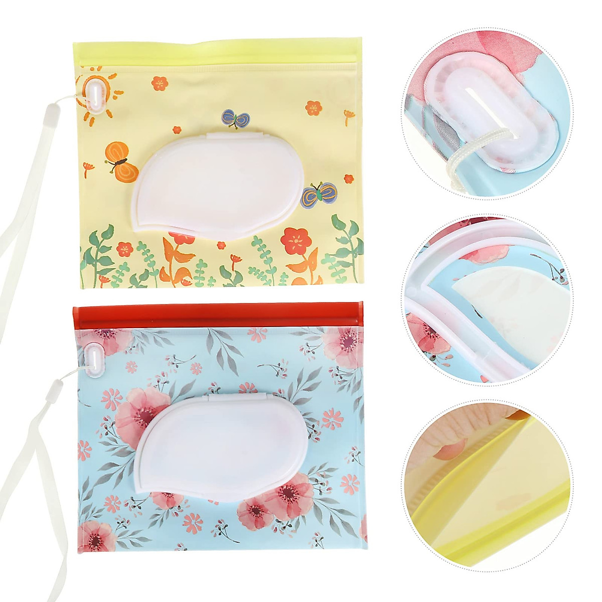 Healifty 4pcs Wet Wipe Pouch Dispenser Reusable Refillable Baby Wipes Bag Handy Travel Wipes Holder Case Diaper Bag