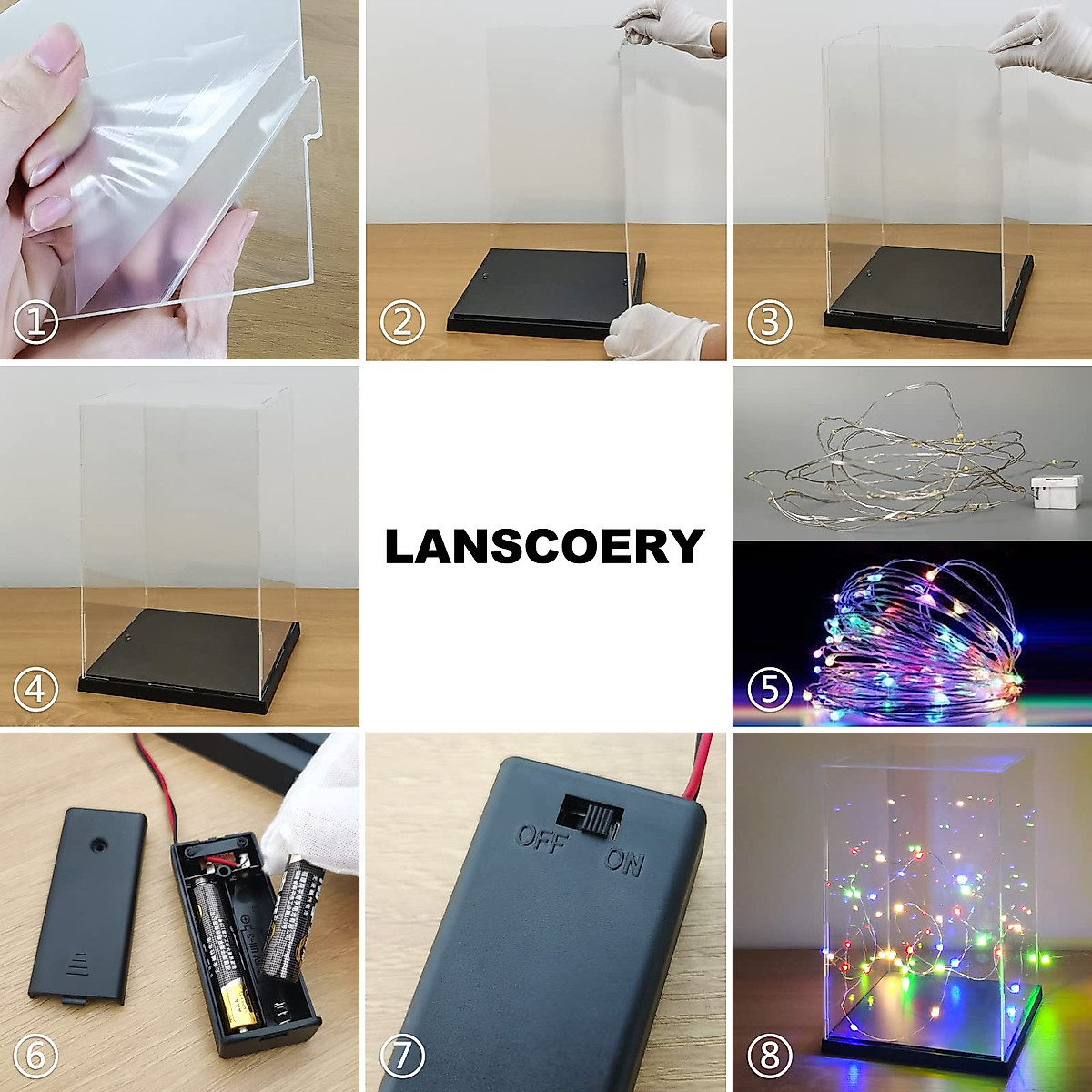 LANSCOERY Clear Acrylic Display Case Assemble Countertop Box Cube Organizer Stand Dustproof Protection Showcase for Action Figures Toys Collectibles (8.5x8.3x10.2Inch, 21.5x21x26 cm)