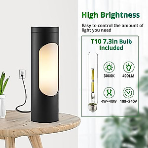 LEDIARY Kosher Lamp, Reading Lamp for Shabbos, Black Table Lamps and Nightlight for Living Room Bedroom, T10 Bulb Included (4W Eqv 40W, 400LM, 3000K)-2 Pack