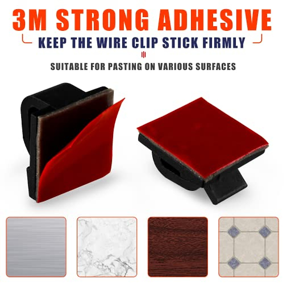 Kyuionty 60 Pcs Adhesive Cable Clips, Cable Wire Management Clips Cable Organizer Cord Holder for Wall, Under Desk, Car, TV PC Ethernet Cable (Black)