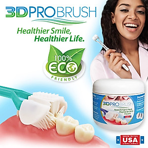 3D PRO BRUSH | 2PK 3-Sided Toothbrush | 3X Triple Clean + Soft Gum Massage | 14-Pack Replacement Heads | Tongue Scraper | Sustainable Eco-Friendly Design | Kids Adults Braces Travel | MADE IN USA