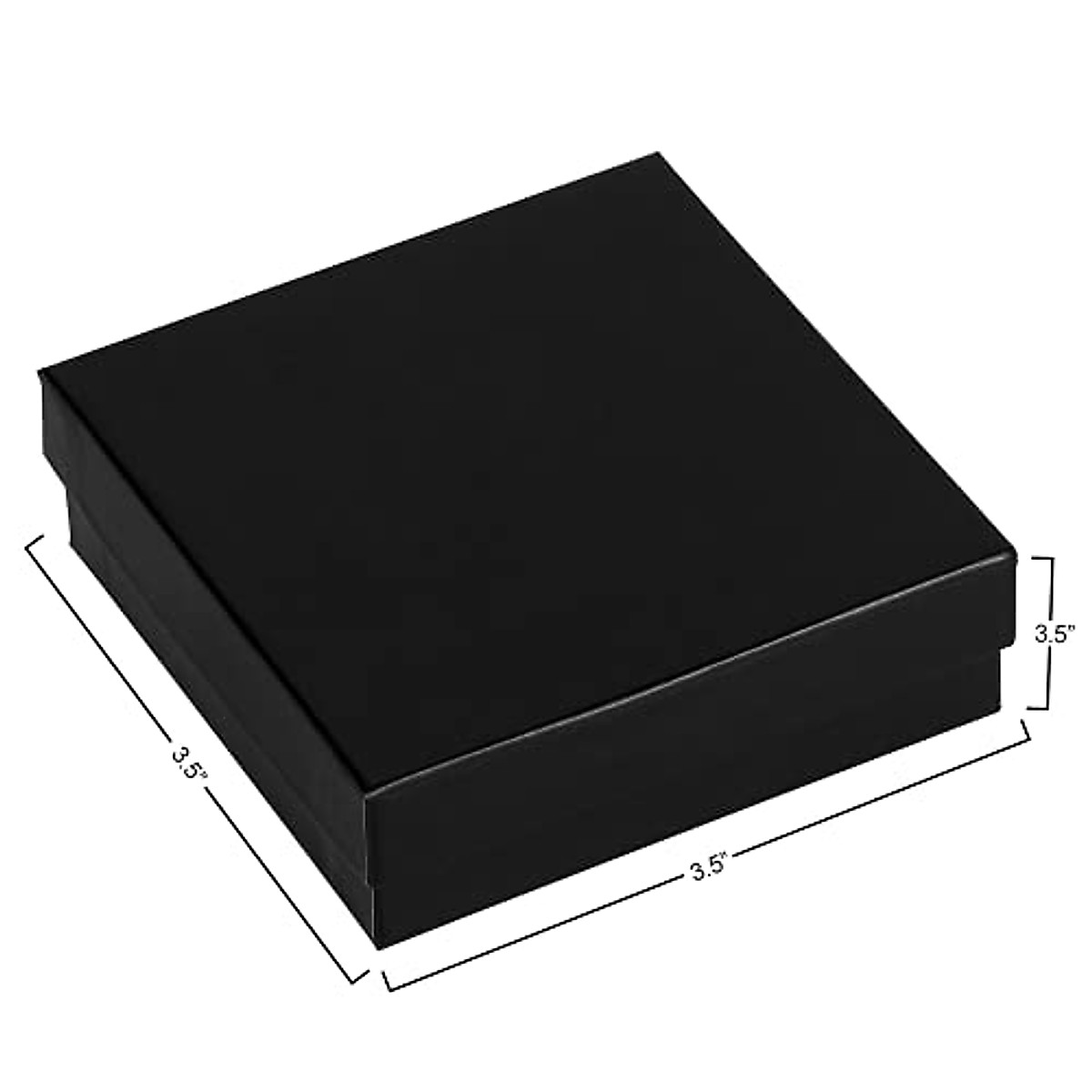 Cardboard Jewelry Boxes 10 Pack - 3.5"x3.5"x1" Bulk Cotton Filled Small Gift Boxes with Lids for Jewelry Packaging (Black Gloss)