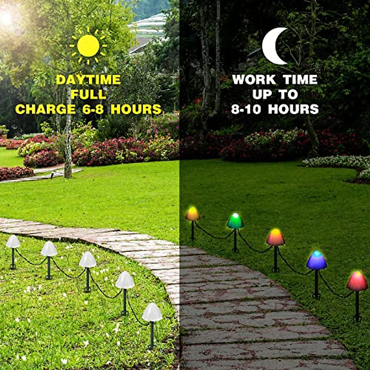 Remagr 4 Set 48 LED Mushroom Solar Lights 50 ft Mini Shaped Pathway Landscape Modes Powered Night Light Waterproof for Garden Patio Lawn Backyard Christmas , multiple colors