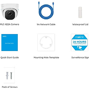 REOLINK 4K Outdoor Security Camera System, Home Surveillance IP PoE Camera with 3X Optical Zoom & 25FPS Daytime Video, Human/Vehicle/Pet Detection, Work with Smart Home, Up to 256GB SD Card, RLC-822A