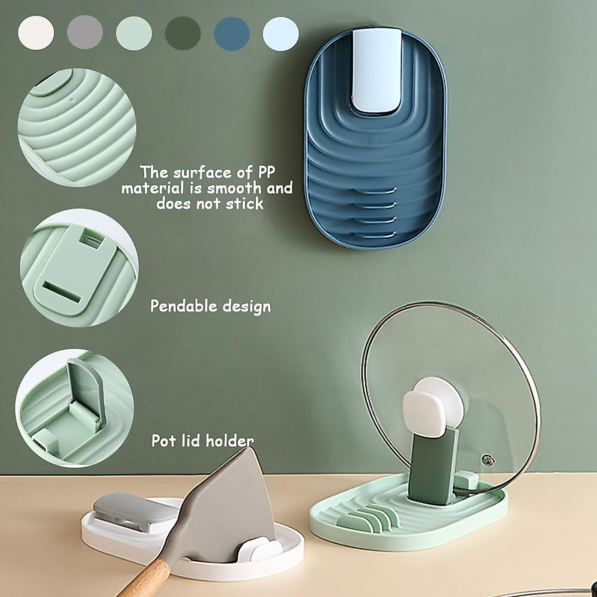 Multifunctional Spoon Rest, 2PCS Foldable Pot Lid Holder Spoon Rest Pan Pot Cover Lid Rack Shelf Stand Holder for Stove Top Kitchen Gadgets Utensil Holder for Home Use Stove Spoon Rest