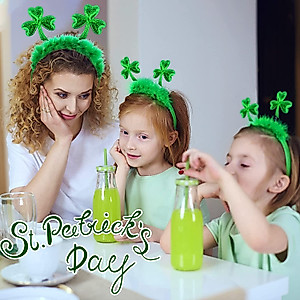 KOLONAMS St.Patrick's Day Headbands Green Shamrocks Hairband with Sequins Glitter Irish Hair Hoop Hat Parade Party Costume Hair Accesories for Saint Patrick's Party Favor Gift Cosplay