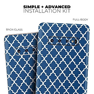 DesignSkinz Navy & White Seamless Morocan Pattern Protective Vinyl Decal Wrap Skin Cover Compatible with The Samsung Galaxy S20 (Screen Trim & Back Glass Skin)