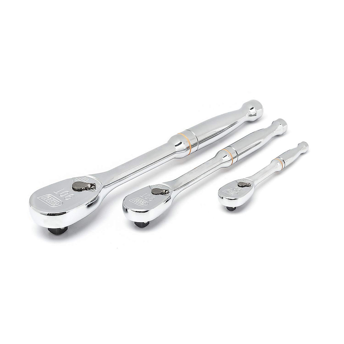 GEARWRENCH 3 Piece 1/4", 3/8" & 1/2" Drive Full Polish Ratchet Set, 90 Tooth - 81206T, Multi