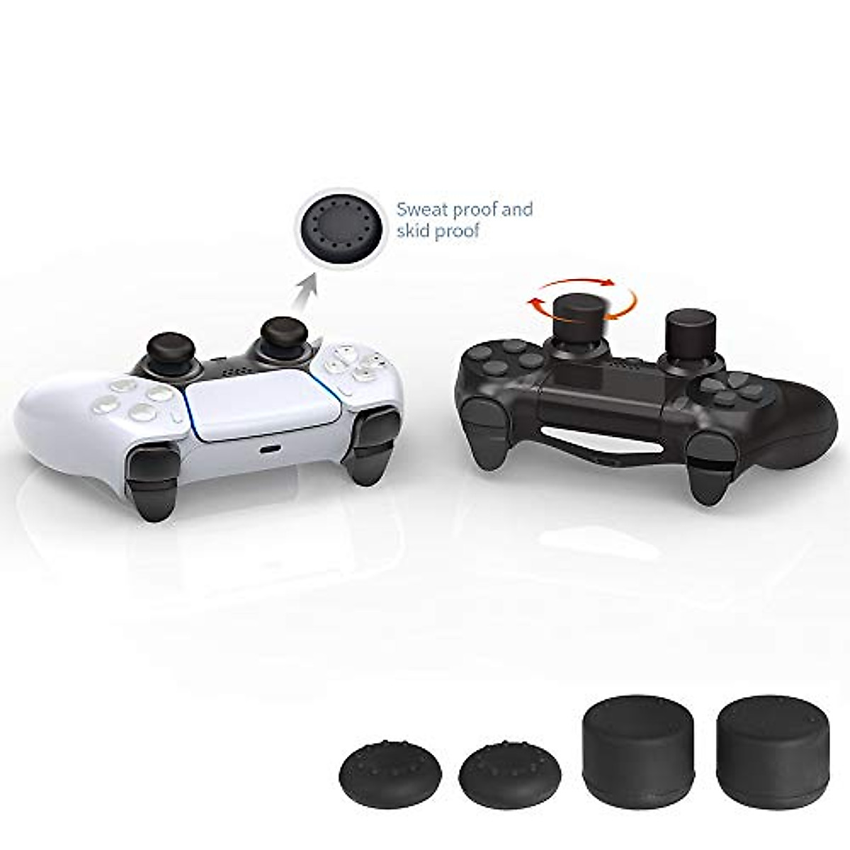 Phone Mount Clip for PS5 Controller, for iPhone, Android with PS Remote Play with OTG USB Type C & Micro USB Cable, 4 Thumb Grip Caps