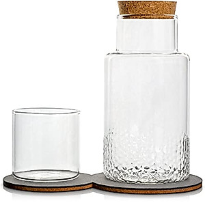 BDECOR Bedside Water Carafe Set, 25oz Bedside Carafe, Water Carafe with Cup, Lid and Coaster, Bedside Carafe and Glass Set