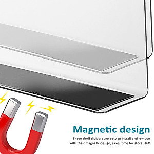 Baluue 6Pcs Clear Shelf Dividers, Magnetic Shelf Divider Organizer, Multi-Function Closets Separator Clapboard for Supermarket Goods Commodity Dividers 12cm