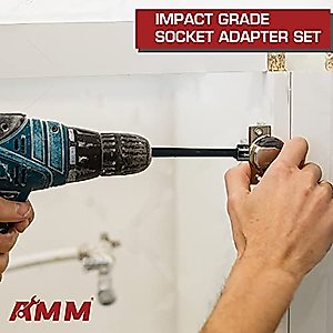 AMM 9-Piece Impact Grade Socket Adapter Set，1/4", 3/8", and 1/2" Drive | 3", 6", and 12" Socket Driver Adaptor，Adapt Your Power Drill To High Torque Impact Wrench