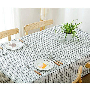 Yofori Tablecloth Wipe Clean Table Cloth Wipeable PVC Waterproof Rectangular Table Cover Plastic Table Protecter for Kitchen Outdoor (54x108 inch, Plaid)