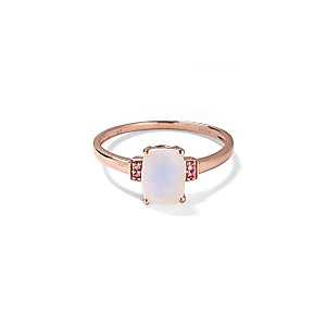 YoTreasure 1.72 Cts Moonstone Pink Sapphire Solid 10k Rose Gold Princess Ring Jewelry