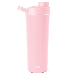 Simple Modern Stainless Steel Shaker Bottle with Ball 24oz | Metal Insulated Cup for Protein Mixes, Shakes and Pre Workout | Rally Collection | Blush