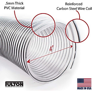 4" x 50’ Ultra Flex Clear Vue Heavy Duty PVC Dust Debris and Fume Collection Hose MADE IN USA!