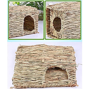QHZAHNG Bunny Grass House,Natural Handmade Edible Foldable Comfortable Grass nest for Rabbits，Bunny, Guinea Pig, Little Animals, Play Paradise Grass Nest。 (B)