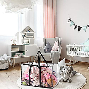 Vieshful 3 Pack 55L Clear Clothes Storage Bags and 3 Pack 110L Storage Bins, Clothing Container Large Capacity Moving Bags with Reinforced Handles