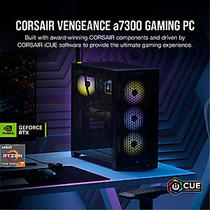 Corsair Vengeance a7300 Series Gaming PC - Liquid Cooled AMD Ryzen™ 7 7700X CPU - NVIDIA® GeForce RTX™ 4070 Graphics - 32GB Vengeance RGB DDR5 5600MHz Memory - 1TB M.2 NVMe SSD - Black