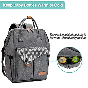 Lekesky Diaper Bag Backpack, Baby Diaper Bag for Mom Travel Back Pack with Changing Pad and Stroller Straps, Unisex and Stylish, Grey