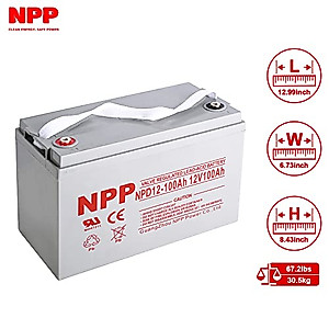 NPD12-100Ah 12 Volt 100Ah 12V AGM SLA Deep Cycle Rechargeable Battery, 1200+ Deep Cycle 100amp Battery,for Most Home Appliances, RV, Camping, Cabin, Marine, UPC, Trolling Motor and Off-Grid System