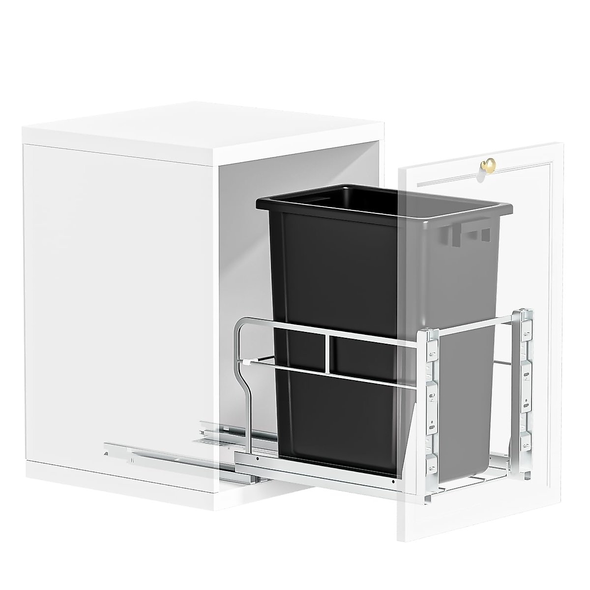 Insputer 40 QT 10 Gal Pull Out Trash Can Under Cabinet, Heavy Duty Under Sink Garbage Can Kit with Soft-Close Slides for Kitchen, Laundry, Requires Minimum Cabinets Opening 12" W X 18" D