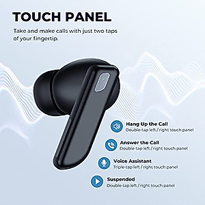 Phonicstudio Apex Pro Active Noise Cancelling Earbuds Bluetooth Headphones True Wireless Earbuds with Mic Bluetooth Earbuds 5.0 Immersive Sound Clear Call IPX5 25H for Sports/Work/Travel - Black