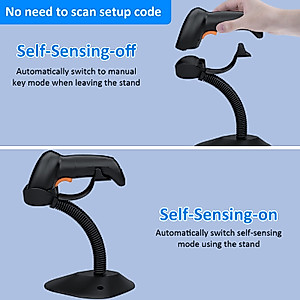 Symcode Wireless Handheld Barcode Scanner Versatile 2-in-1 (2.4Ghz Wireless+USB 2.0 Wired) 328 Feet Transmission Distance Rechargeable 1D Laser Automatic Bar Code Reader Scanner(Black)