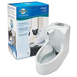 PetSafe Drinkwell Mini Pet Fountain for Cats & Small Dogs- Water Filter Included- Flowing Dispenser Encourages Hydration- Adjustable Knob Enables Water Flow Customization- Perfect for Small Spaces