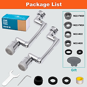 Spurtar 2 PCS 1440° Faucet Extender for Bathroom Sink, 2 Outlet Mode 1080° Rotatable Faucet Aerator + 360° Swivel Faucet Attachment Multifunctional Extension, Splash Filter Kitchen Faucet Extender