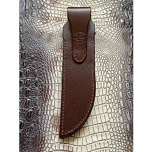 Carl Thomas Leathers Custom Leather Knife Sheath Fits Buck 120 Knife, Fixed Blade Knife Holder, Brown, Sheath Only