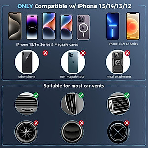 SUPERONE Mag Safe Car Mount Vent, Magnetic Car Holder for iPhone 15 14 13 12 Pro/Max/Plus/Mini, [Strong Magnet Strength] 360 Degrees Adjustable, Mag Safe Accessories