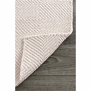 Handwoven Wool Area Rug- Natural Yarn- Contemporary Farmhouse Decor- ecofriendly Rugs for Bedroom Living Room (Ivory, 5'x8')